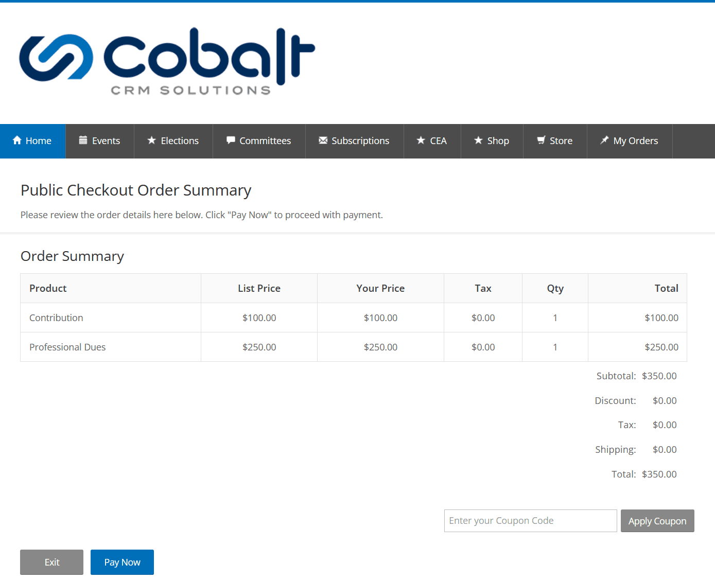 Pay For an Order Without Logging In - Cobalt